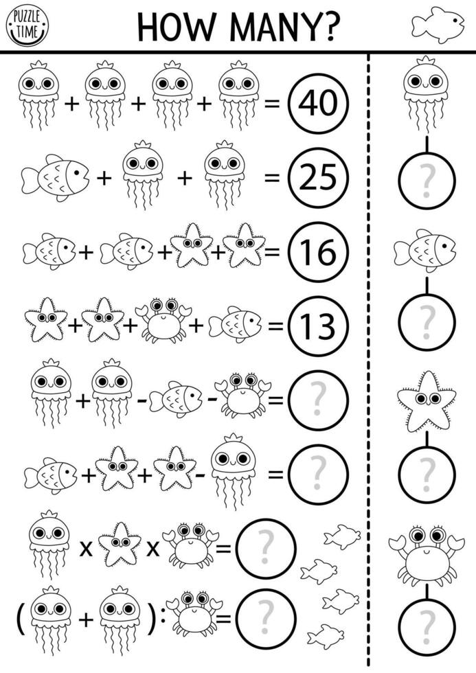 Ocean Math Worksheet 🐋 Ocean Animals Theme Worksheets For Preschool
