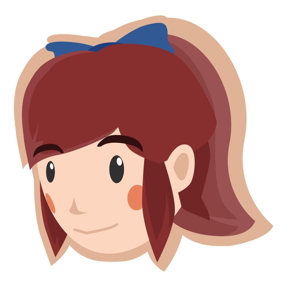 Cute Cartoon Girl Face With Cream Shadow Logo Face On Isolated White Background Or