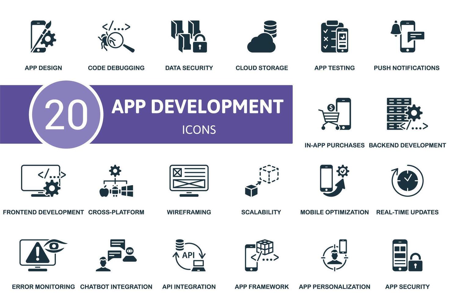 App development set. Creative icons. Editable elements. 45651100 Vector ...