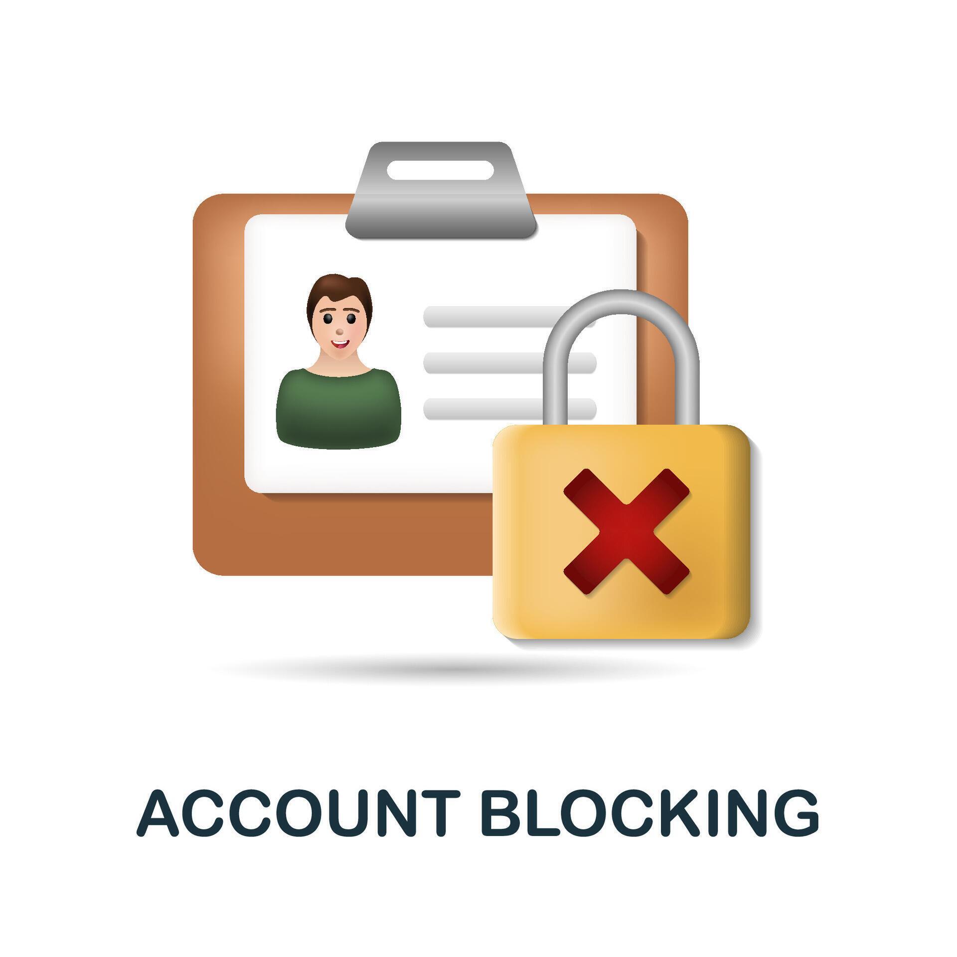 Account Blocking icon. 3d illustration from banking collection ...