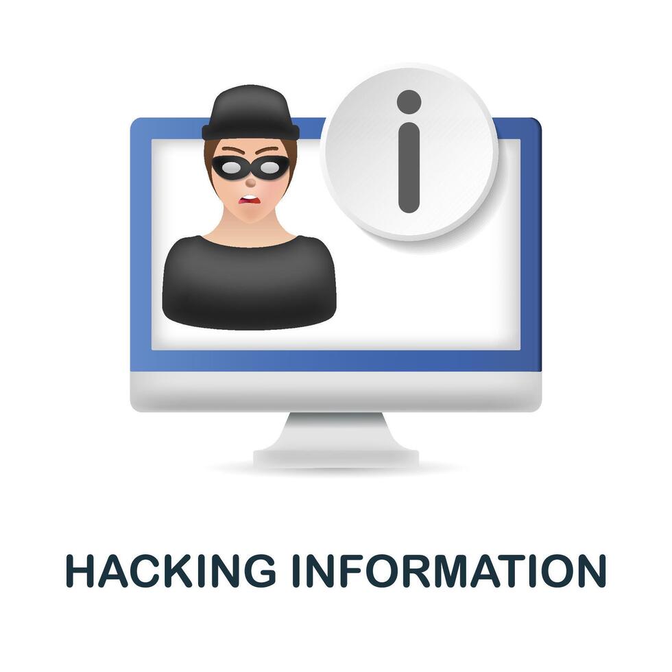 Hacking Information icon. 3d illustration from cybercrime collection ...