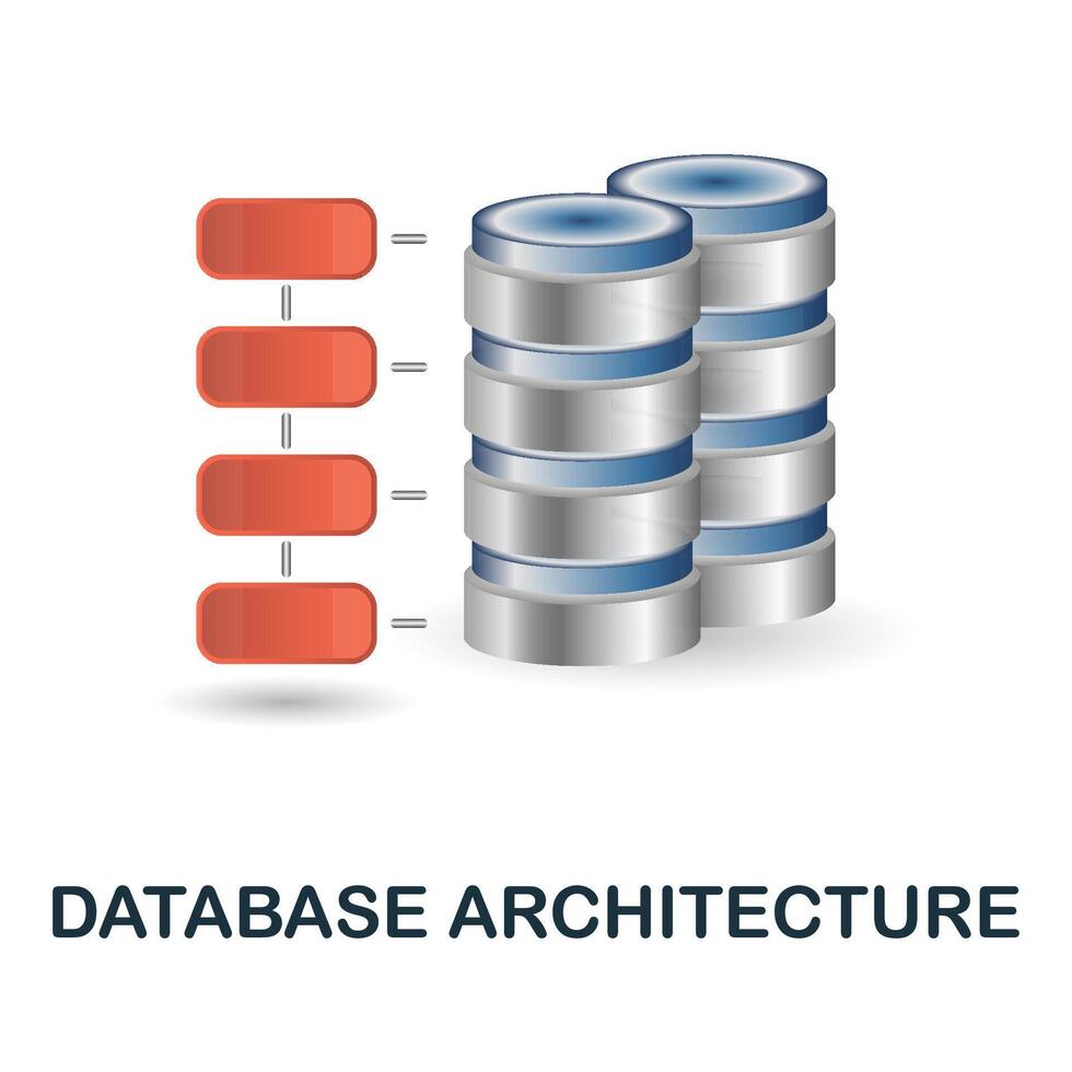 Database Architecture icon. 3d illustration from data science collection. Creative Database ...