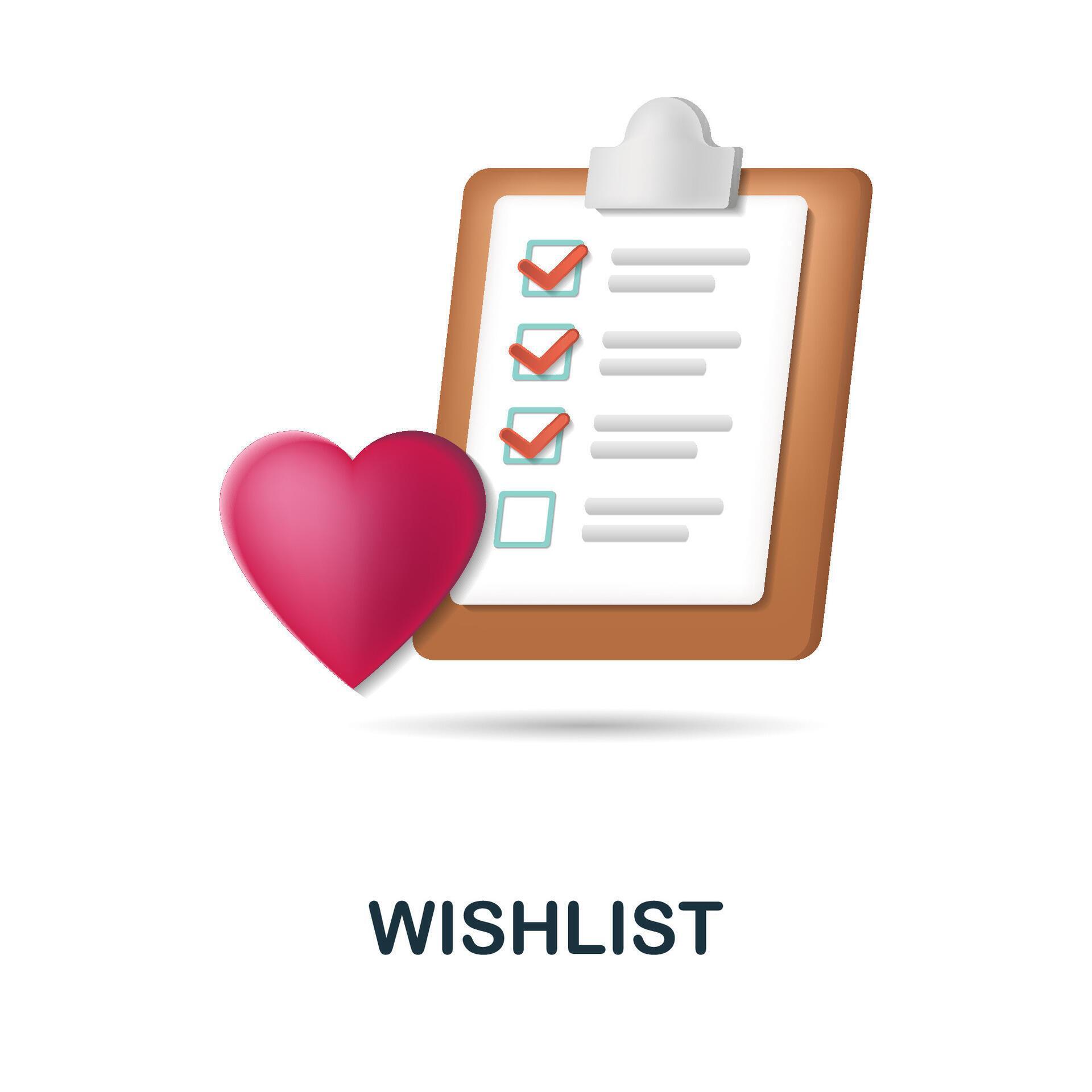 Wishlist icon. 3d illustration from online store collection. Creative ...