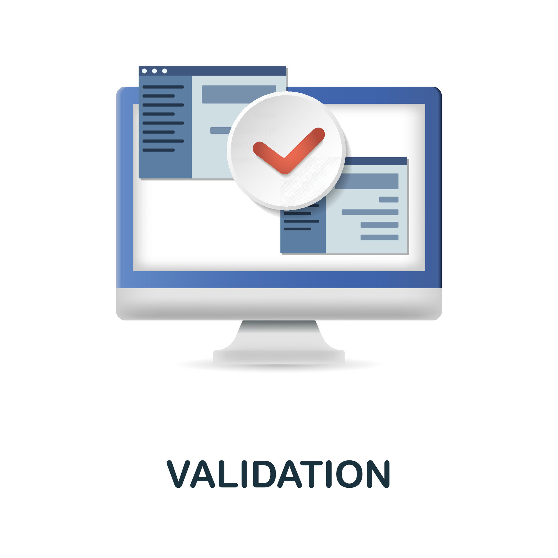 Validation icon. 3d illustration from web development collection ...