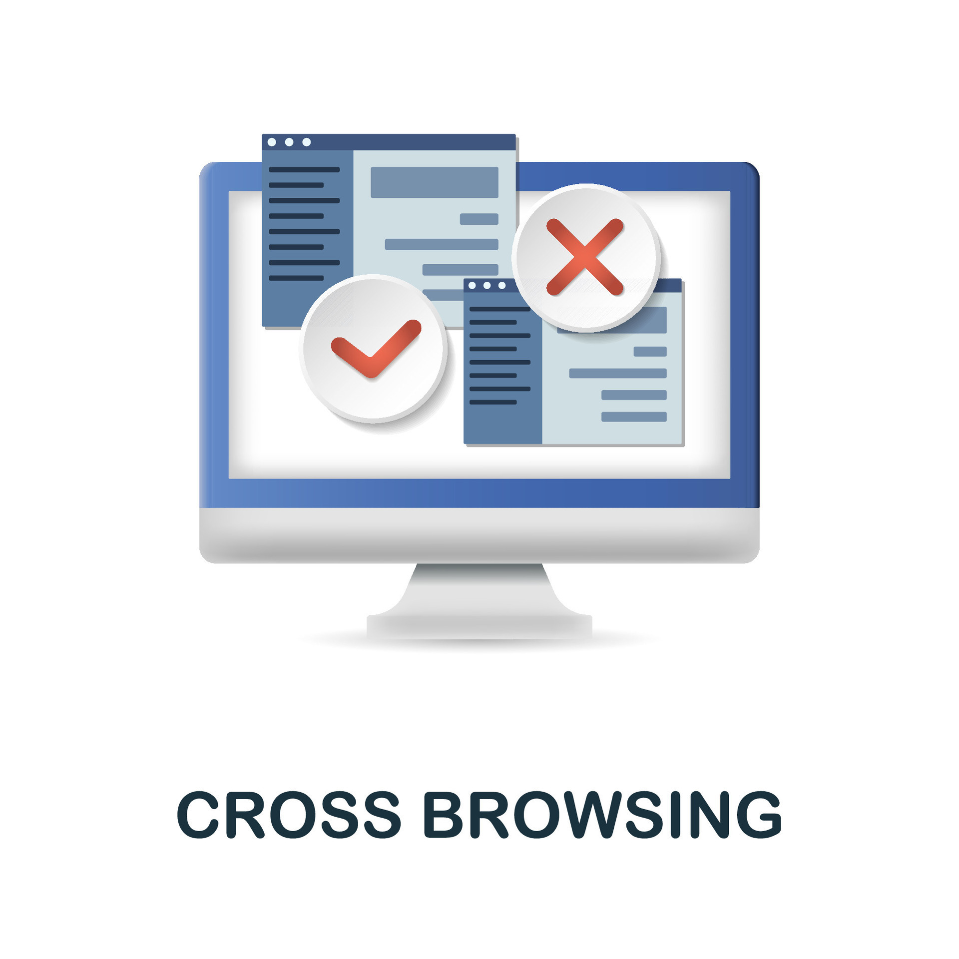 Cross Browsing icon. 3d illustration from web development collection. Creative Cross Browsing 3d ...