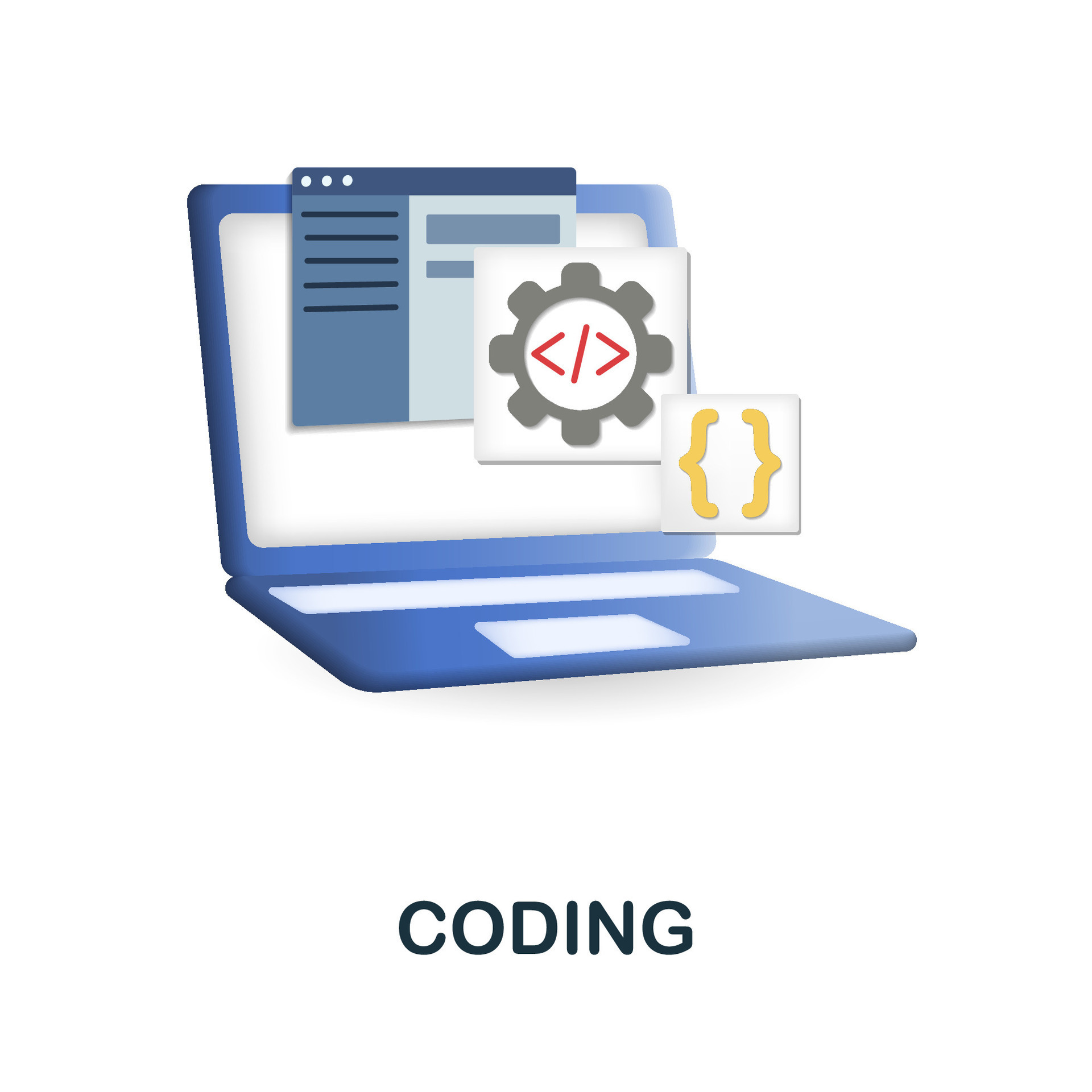 Coding icon. 3d illustration from web development collection. Creative ...
