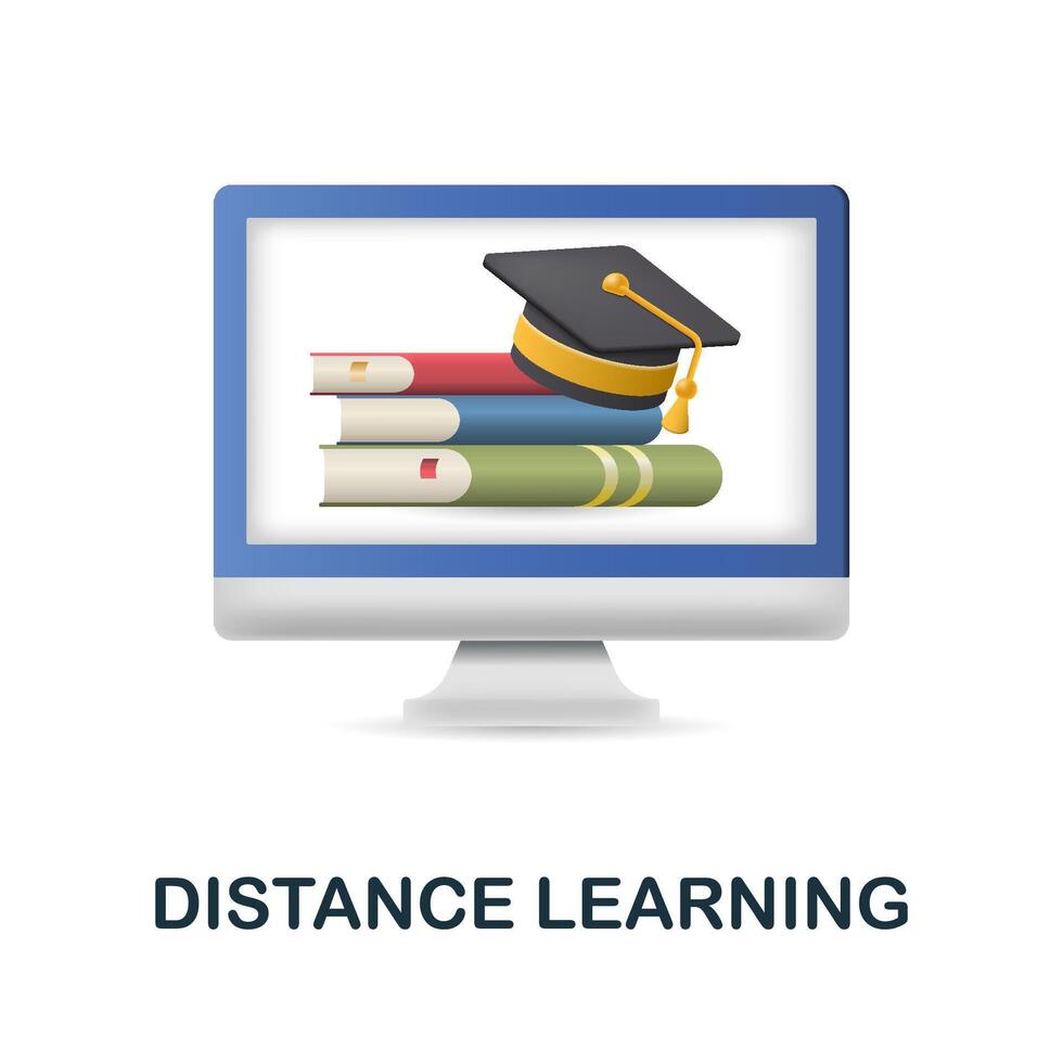 Distance Learning icon. 3d illustration from e-learning collection ...