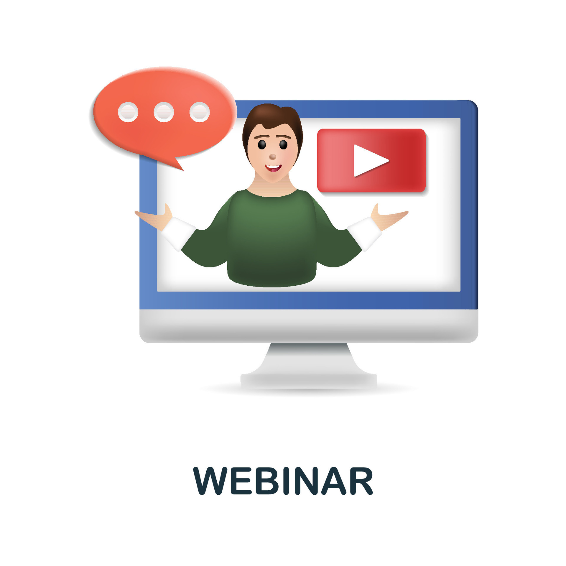 Webinar icon. 3d illustration from e-learning collection. Creative Webinar 3d icon for web ...