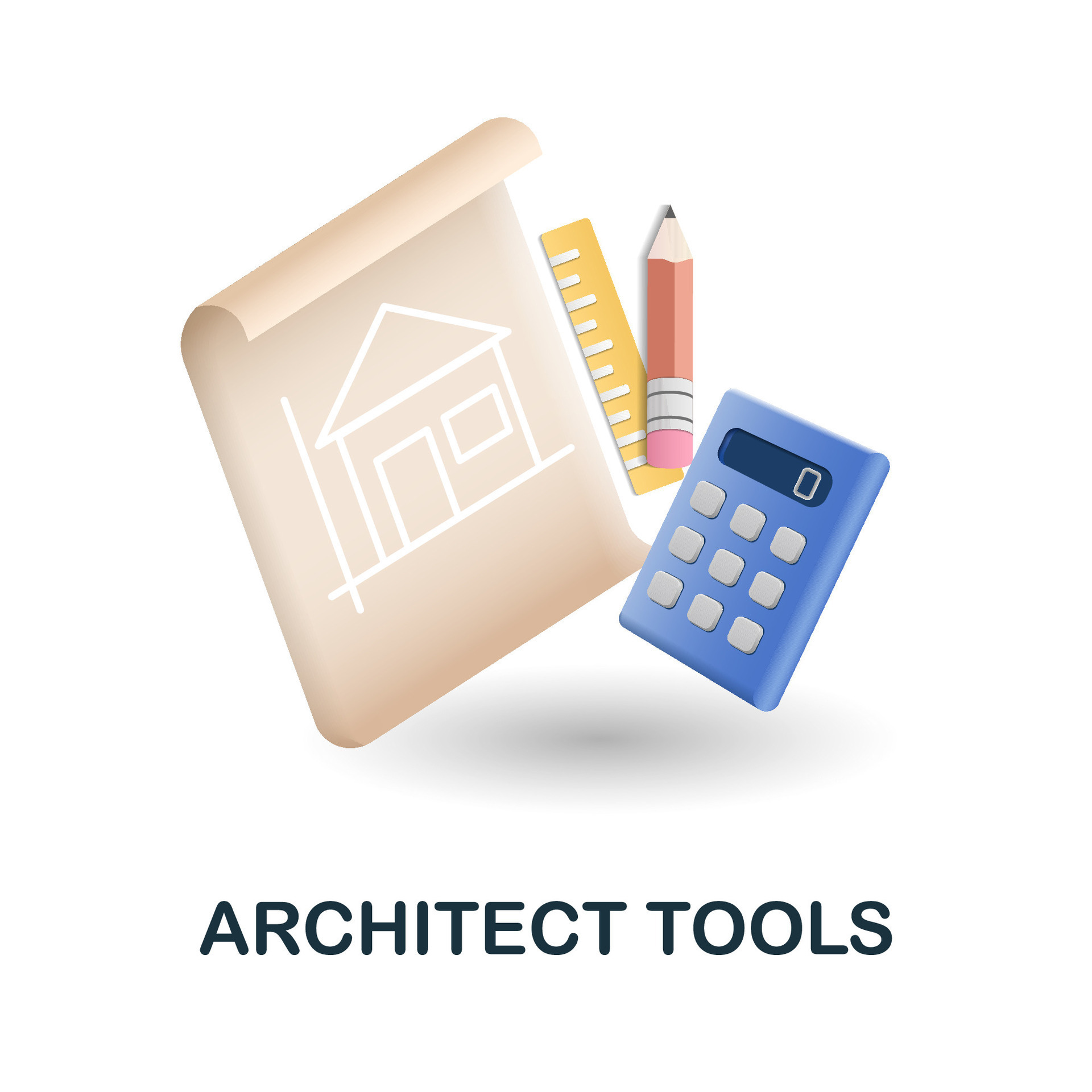Architect Tools icon. 3d illustration from construction instruments ...
