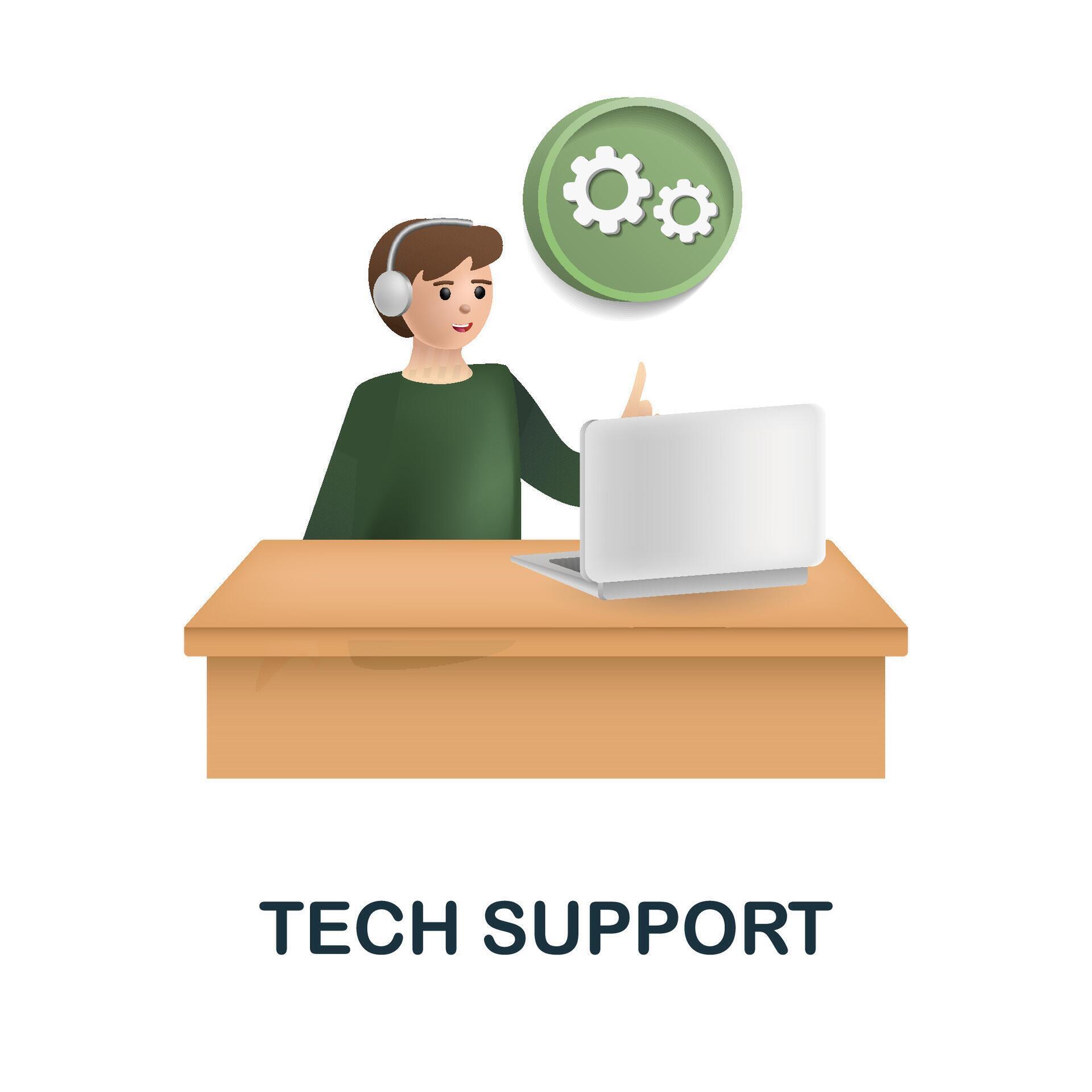 Tech Support icon. 3d illustration from engineering collection ...
