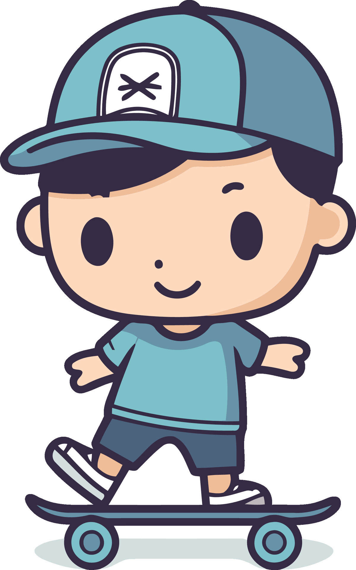 Boy riding skateboard illustration. Cute cartoon boy character ...