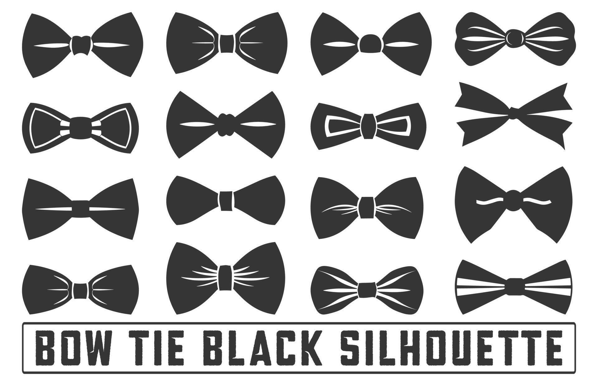 Bow Tie Icons Set, bow tie silhouette on white background isolated ...