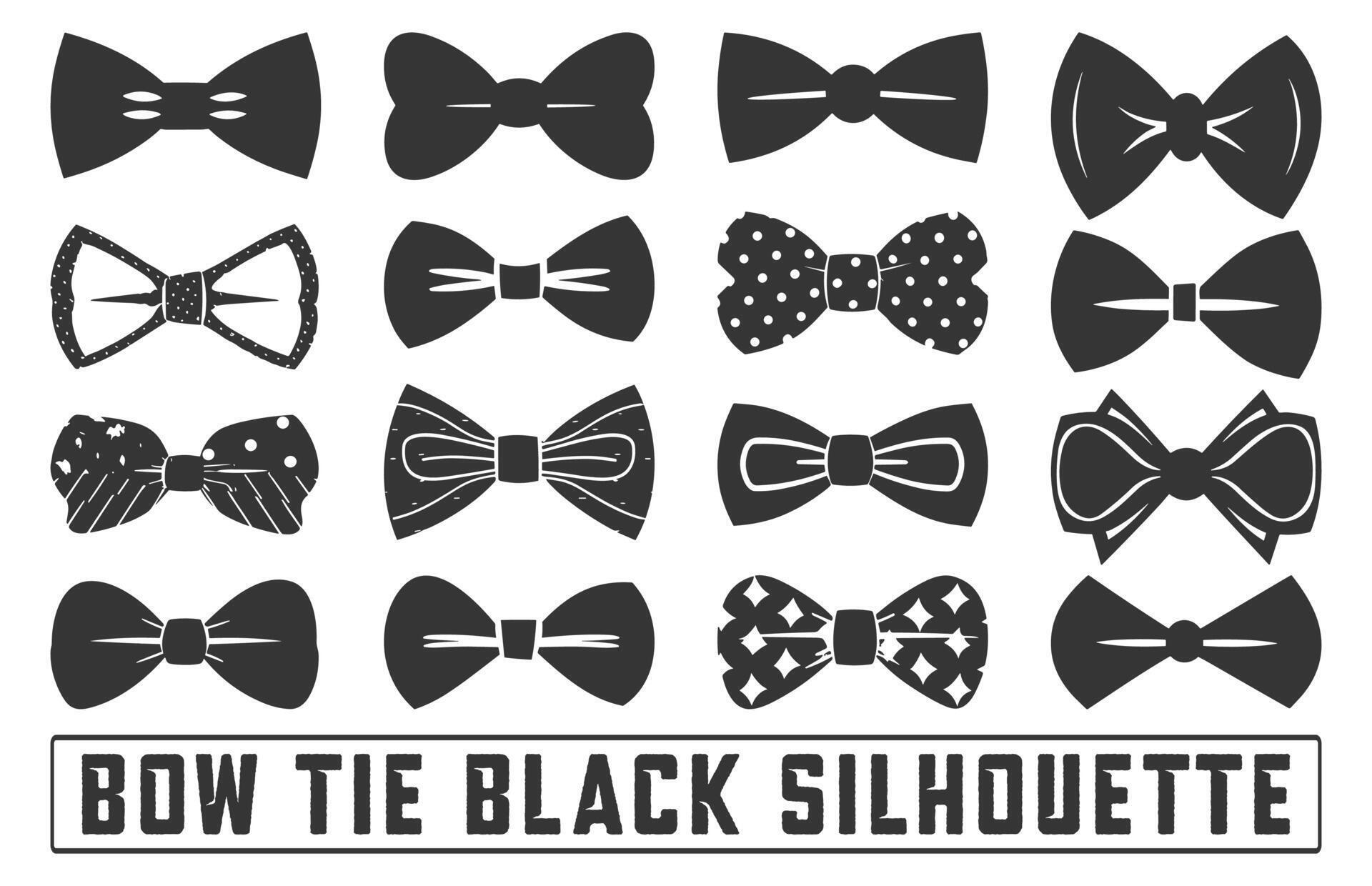 Bow Tie Icons Set, bow tie silhouette on white background isolated ...