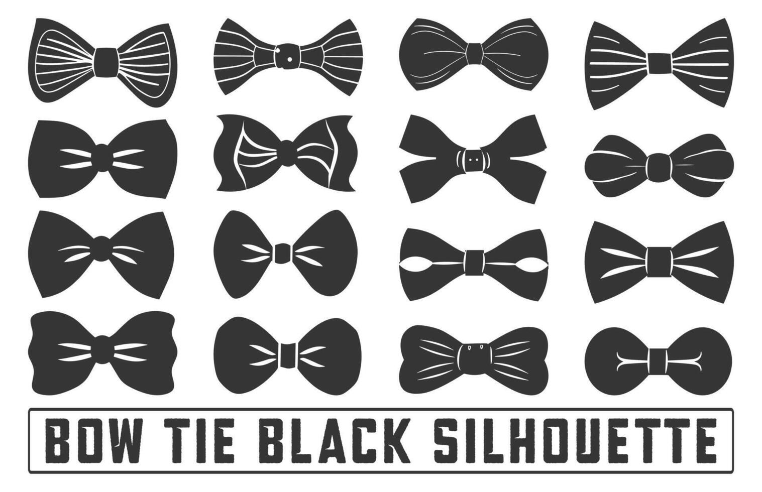Bow Tie Icons Set, bow tie silhouette on white background isolated ...