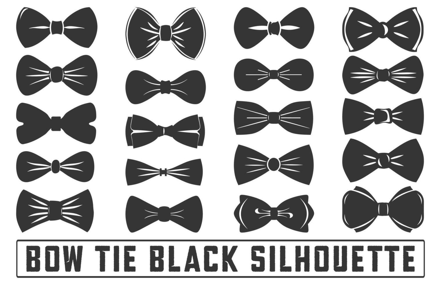 Bow Tie Icons Set, bow tie silhouette on white background isolated ...