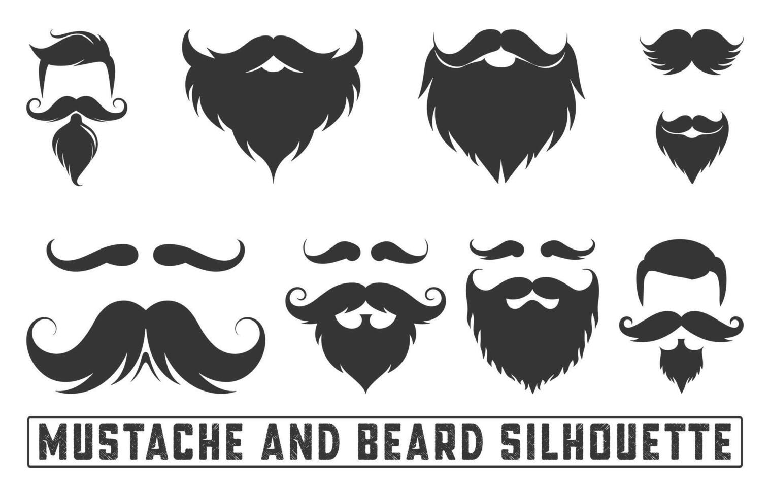 Mustache And Beard Silhouette Bearded Man Face Set Bearded Men Faces