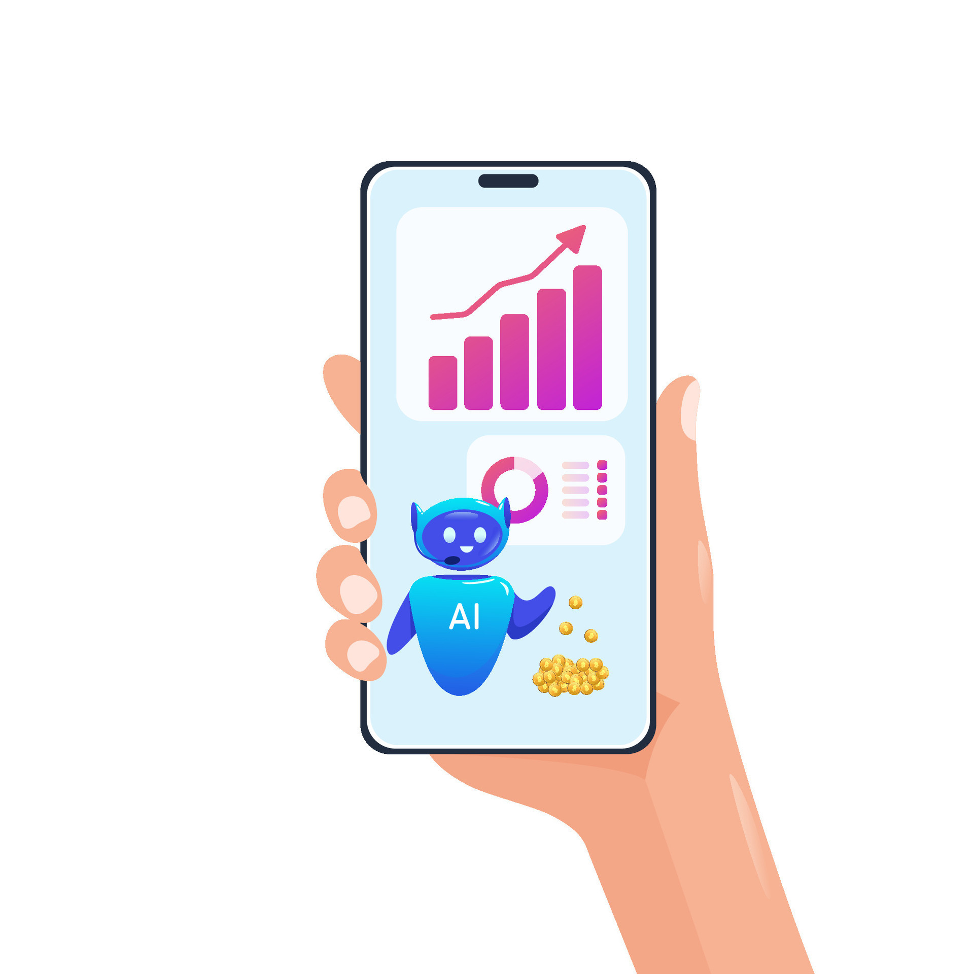 Robot AI sales improvement. Trading bot Stock trading concept Artificial intelligence Abstract ...