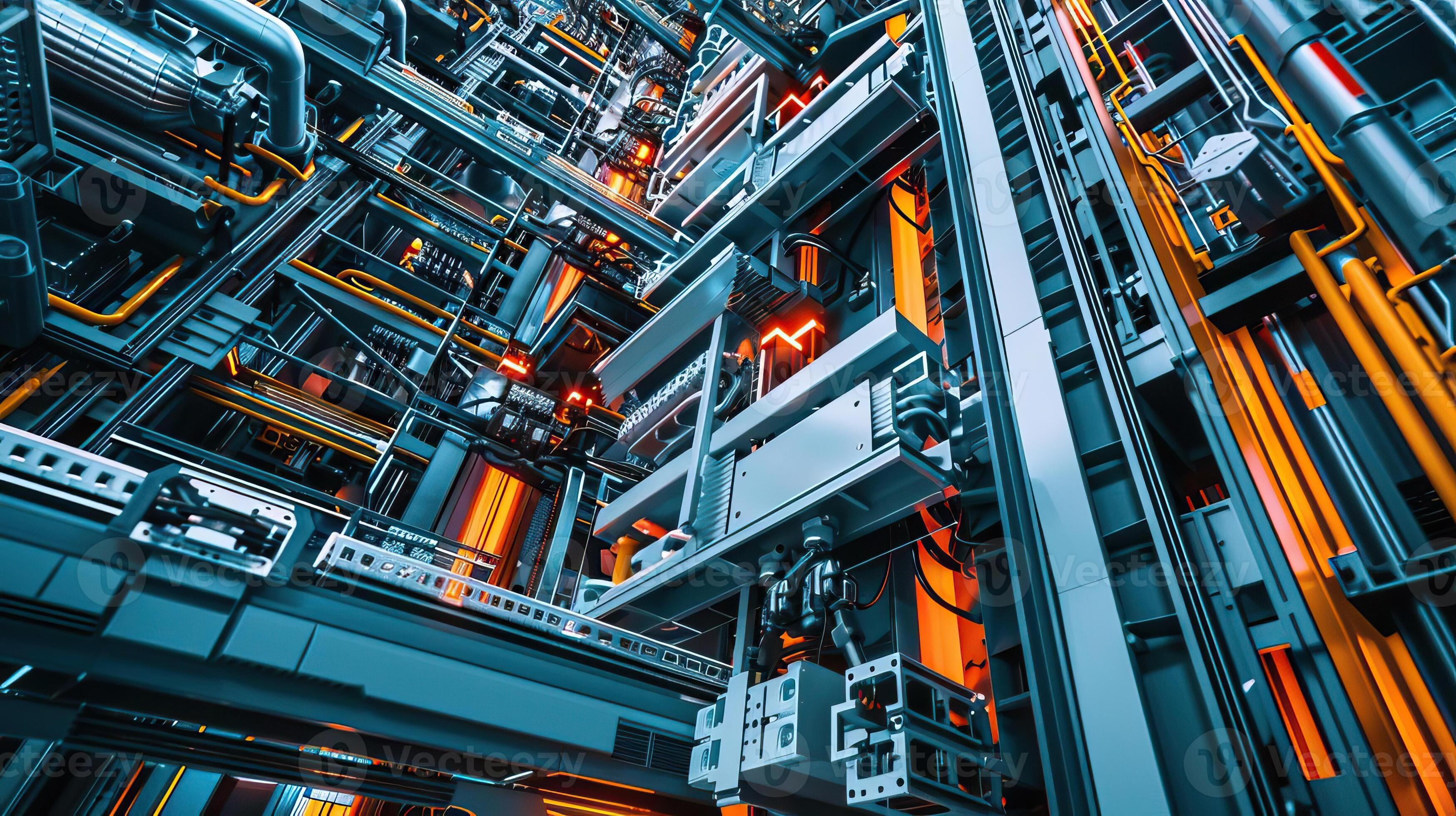 Automated Parts Sorting System In Operation From Top View Efficient Sorting Of Components