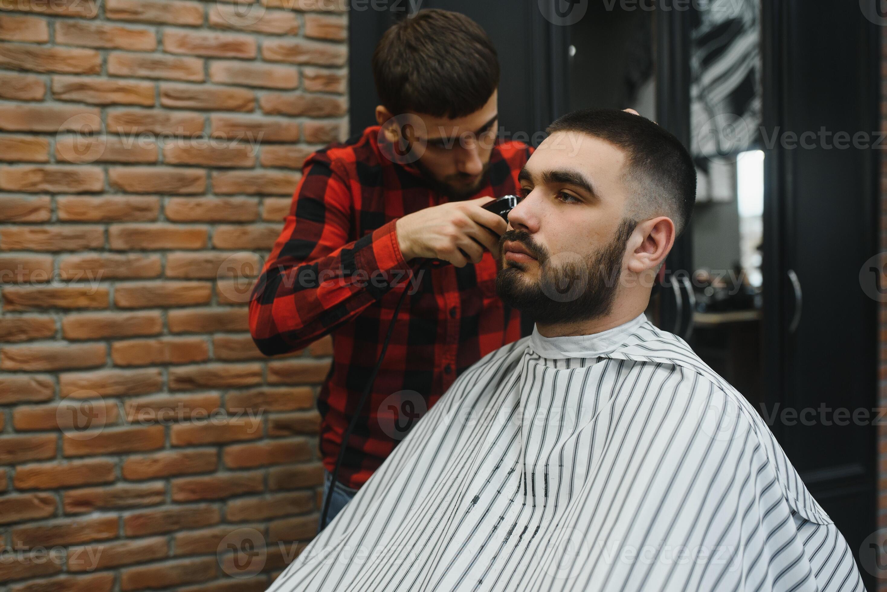 Bearded man, bearded male. Vintage barbershop, shaving. Portrait of ...