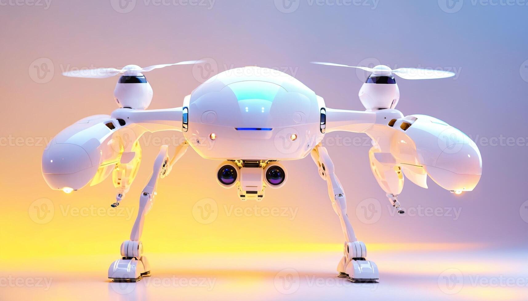 photo of flying robot drone with wing with glowing light, 45674297 Stock Photo at Vecteezy