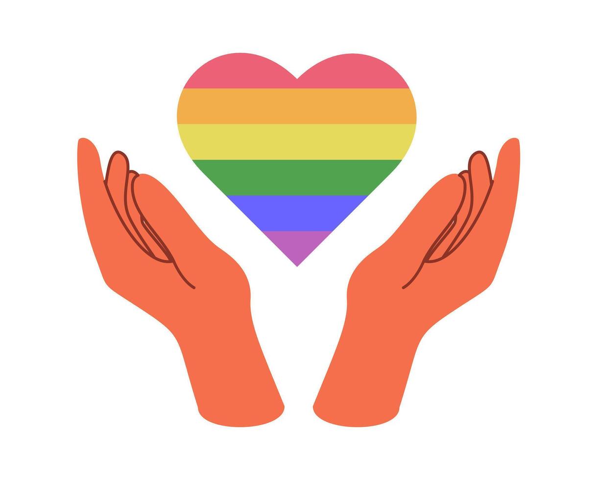 Supportive Hands Holding Rainbow Heart. Symbol of LGBTQ Pride and Love ...