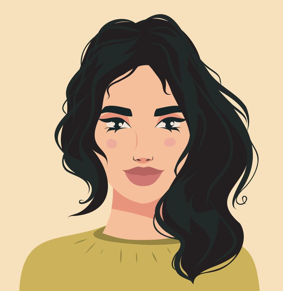 Portrait Of A Woman Avatar Girl Brunette Girl Hairstyle Postcard Poster Icon Activist
