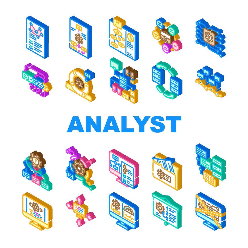 System Analyst Data Business Icons Set 45682382 Vector Art At Vecteezy