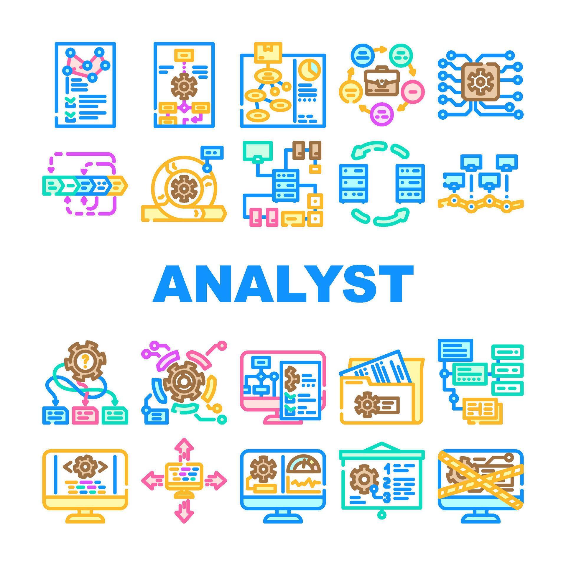 System Analyst Data Business Icons Set 45682957 Vector Art At Vecteezy