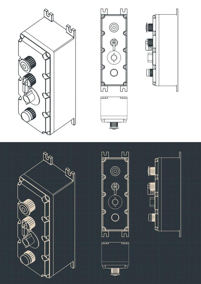Blueprints of Push Button Switch Control Box 45683559 Vector Art at ... Blueprints of Push Button Switch Control Box 45683559 Vector Art at ...