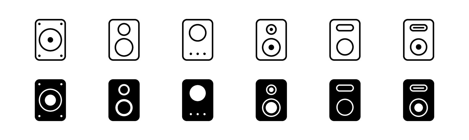 Music speaker icon set. Audio speaker in line and glyph. Speaker set 45683890 Vector Art at Vecteezy