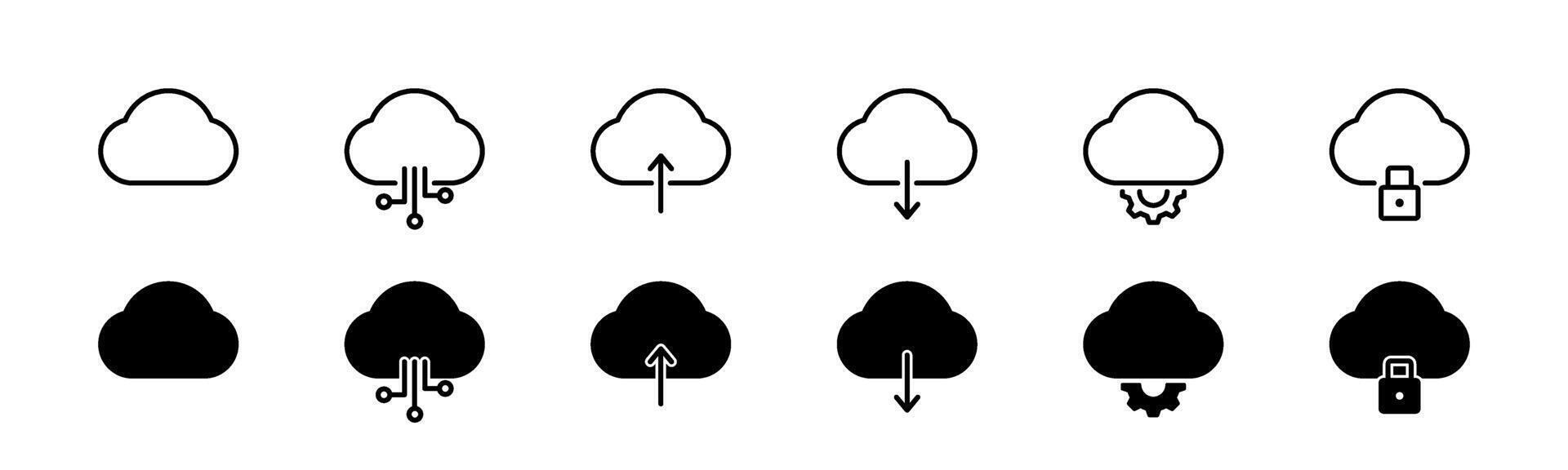 Web cloud icon set. Line and glyph web network cloud 45683894 Vector ...