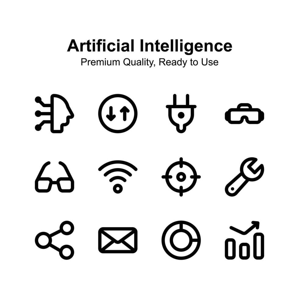 Artificial Intelligence icons set in trendy style up for premium use ...