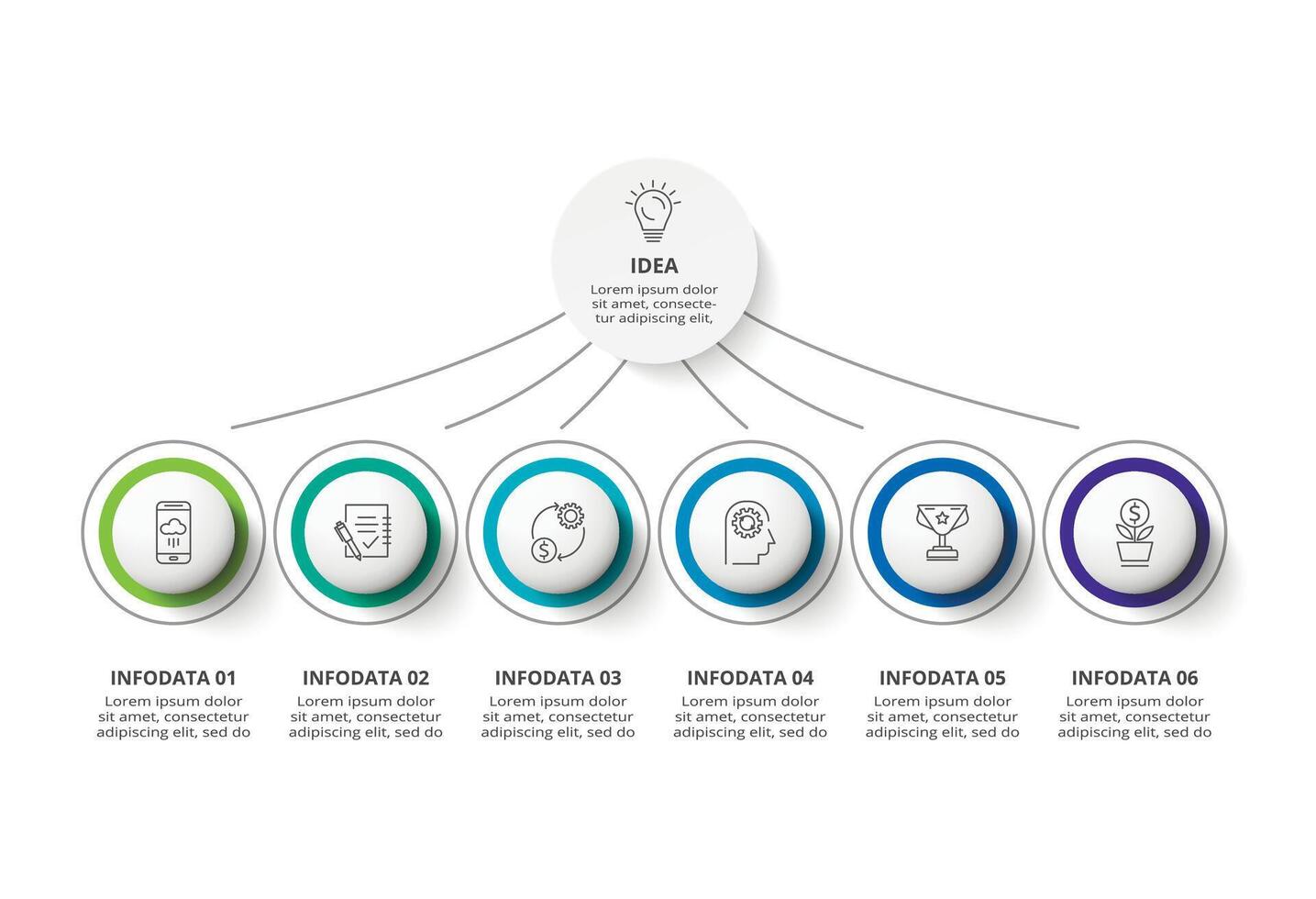 Creative concept for infographic with 6 steps, options, parts or ...