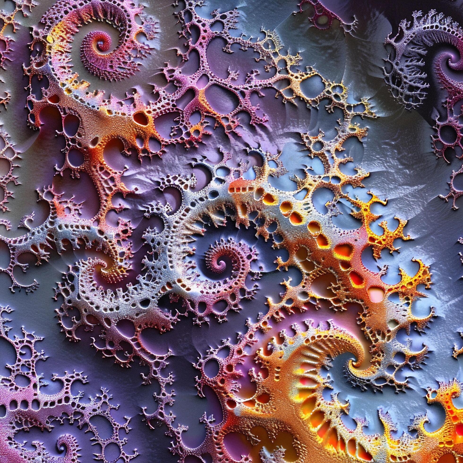 Intricate fractal patterns using geometric shapes and mathematical algorithms to create self ...