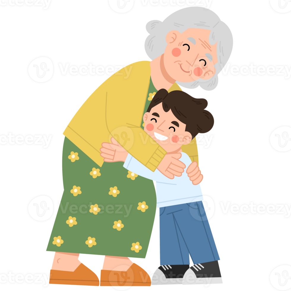 abuela abrazando nieto dibujos animados ilustración 45701668 PNG