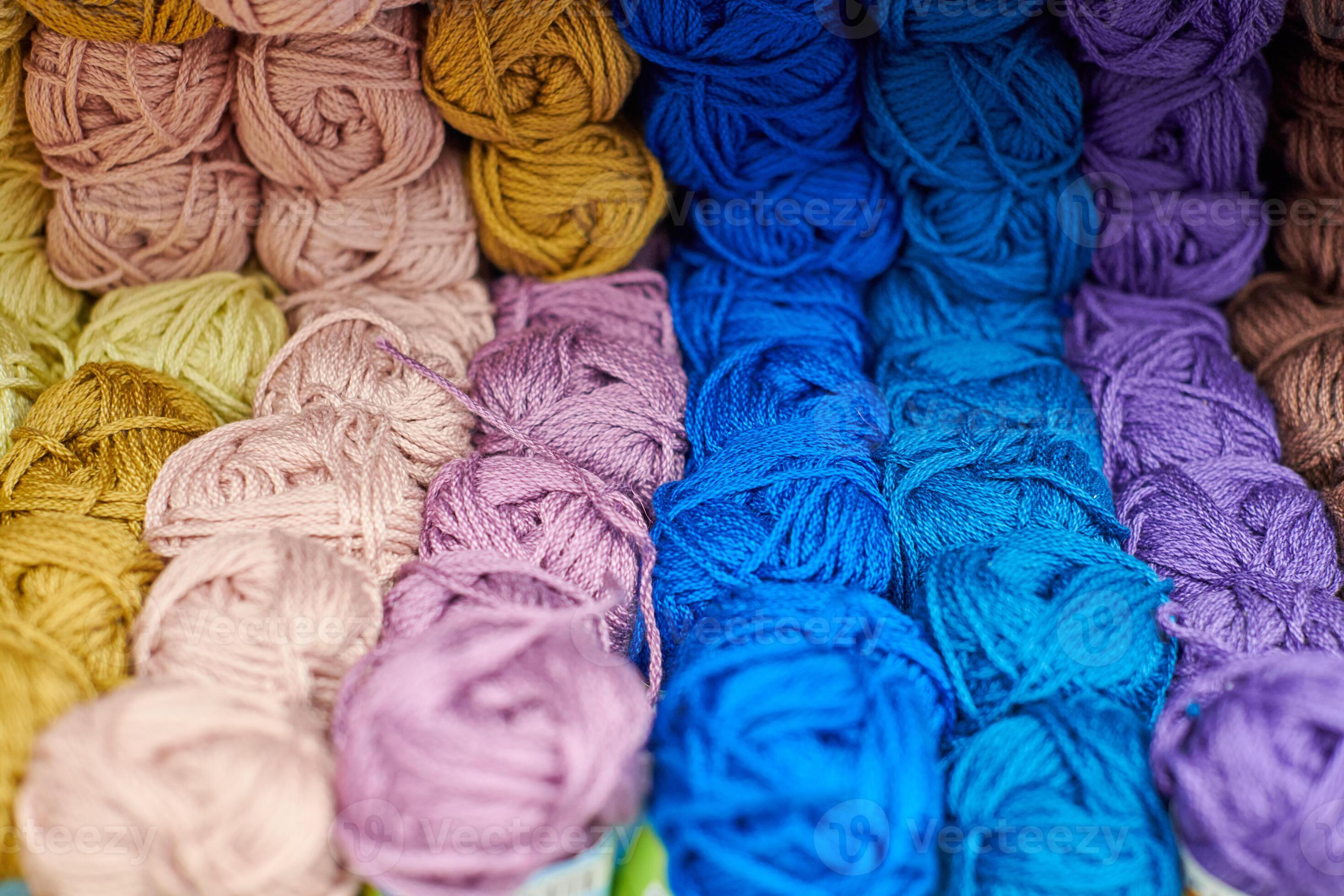 Yarns Or Balls Of Wool On Shelves In Store For Knitting 45702349 Stock