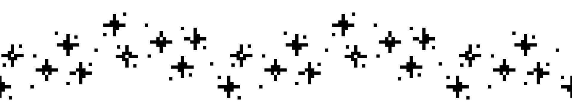 Pixel sparkling stars seamless border. Trendy modern retro 90s 8bit game style glitter graphic ...