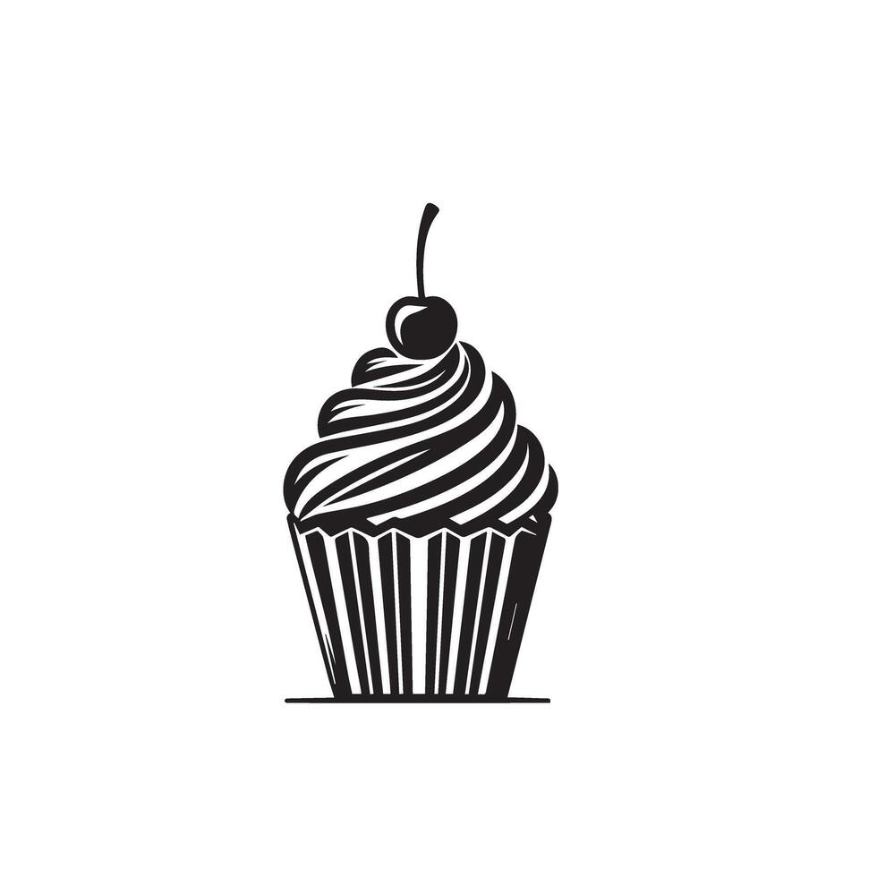 Cup Cake Silhouette On White Background Cup Cake Logo 45715760 Vector