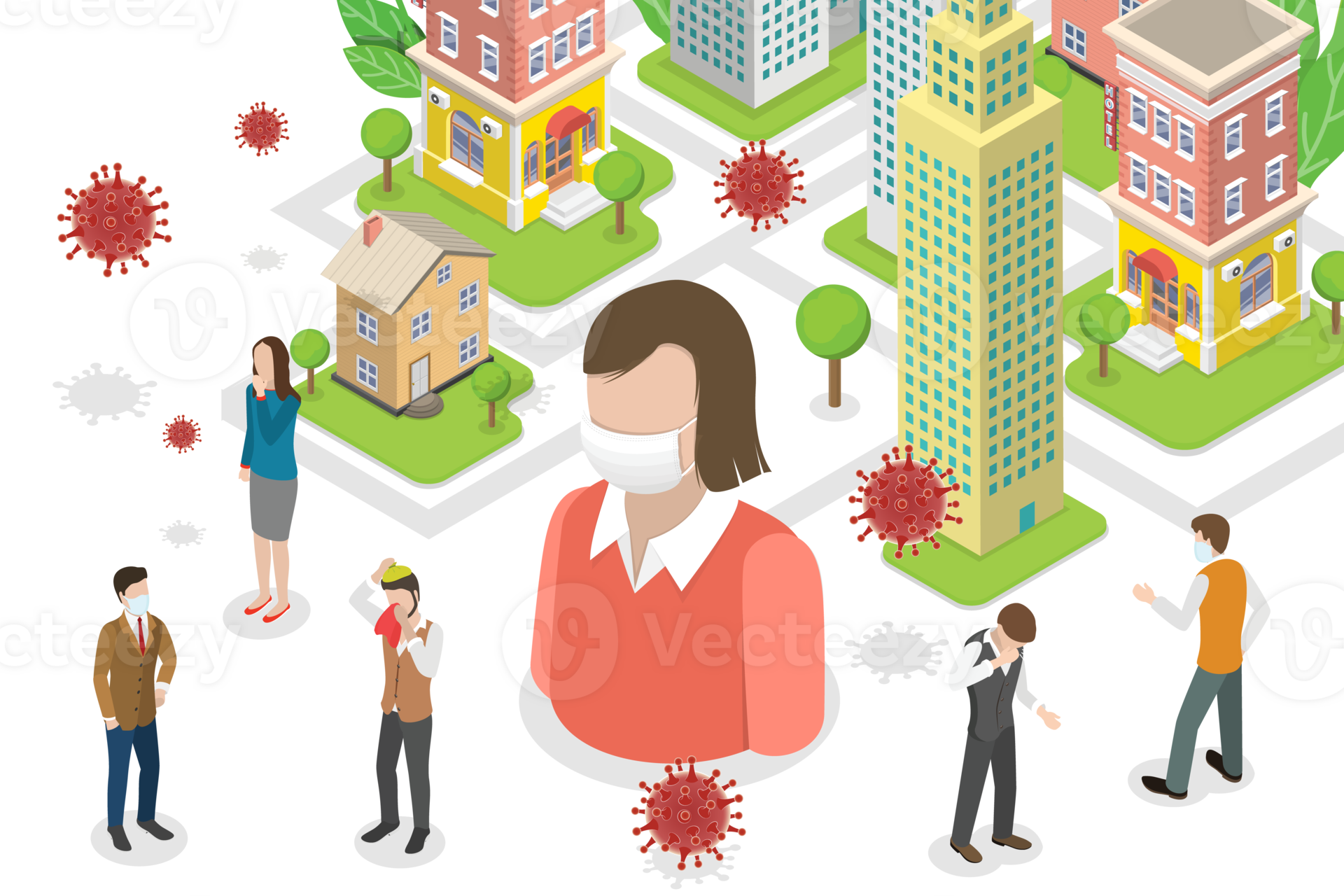 3d Isometric Flat Conceptual Illustration Of Epidemic 45716452 Png