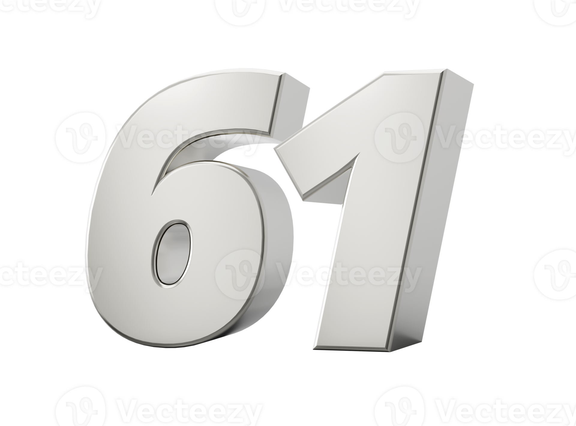 3d Shiny Silver Number 61, Sixty One 3d Silver Number, 3d illustration 45716593 PNG