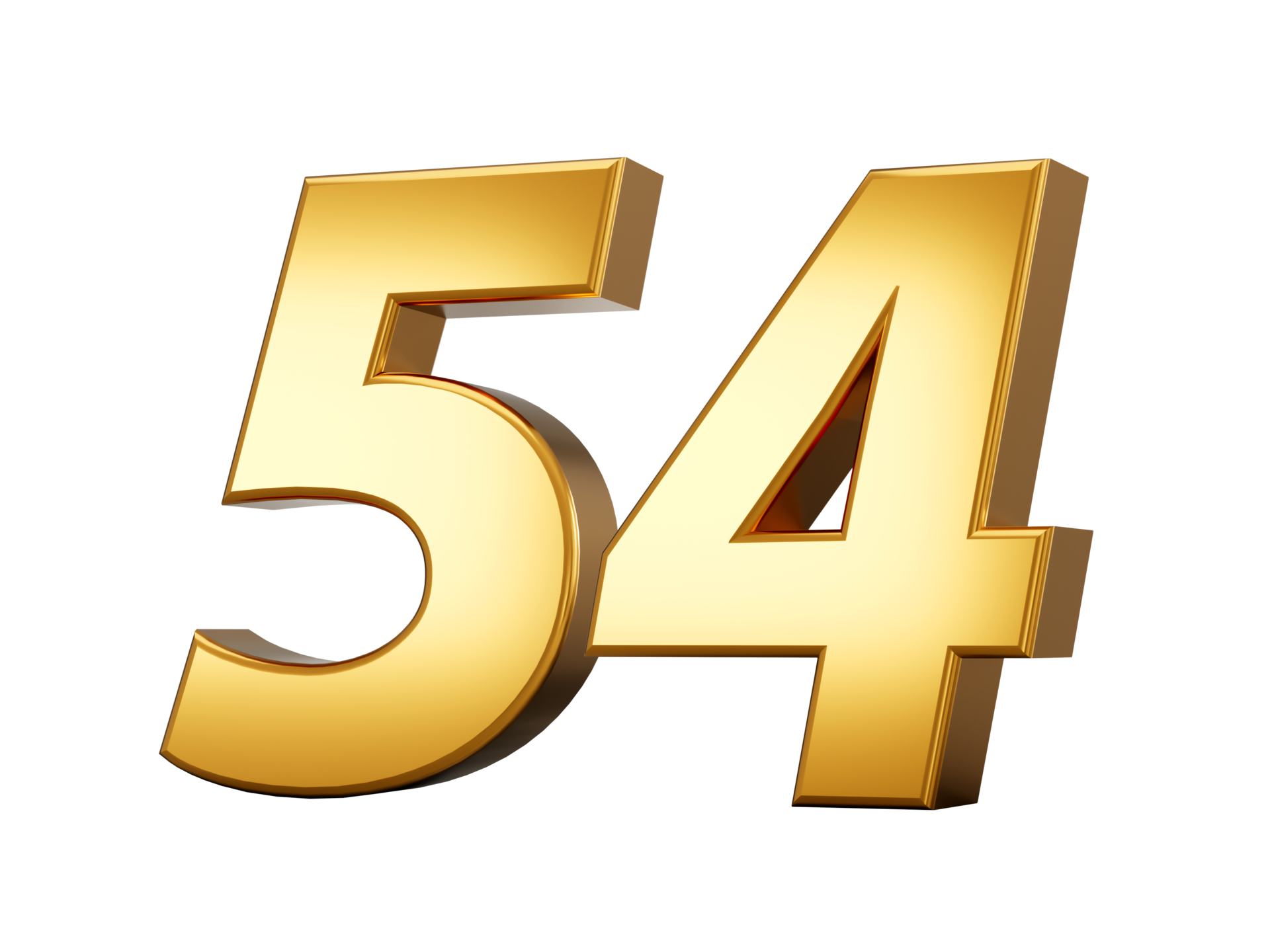 Golden Metallic Number 54 Fifty Four 3d Illustration 45716594 Png