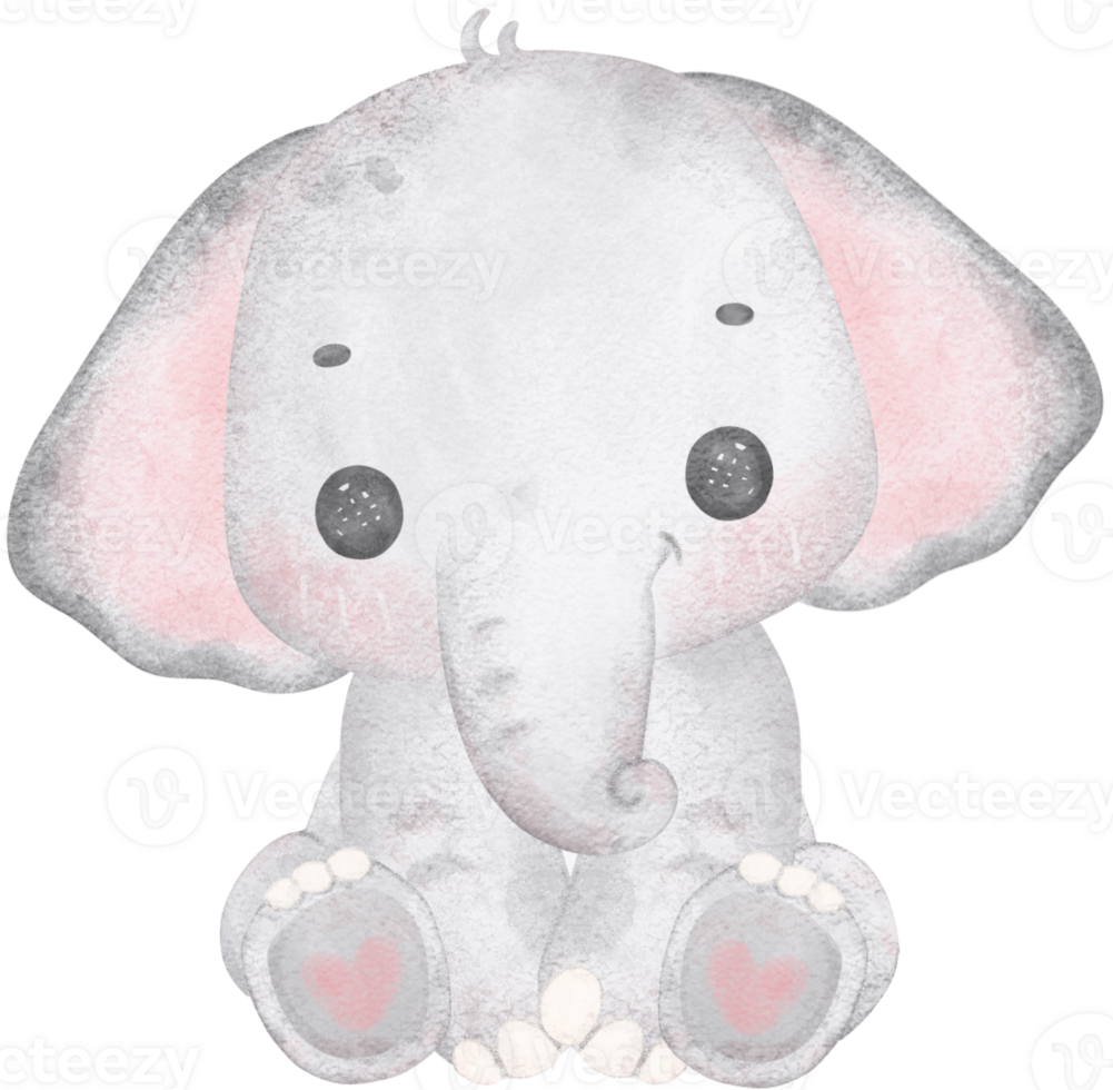Cute baby elephant , adorable nursery animal watercolor 45722300 PNG