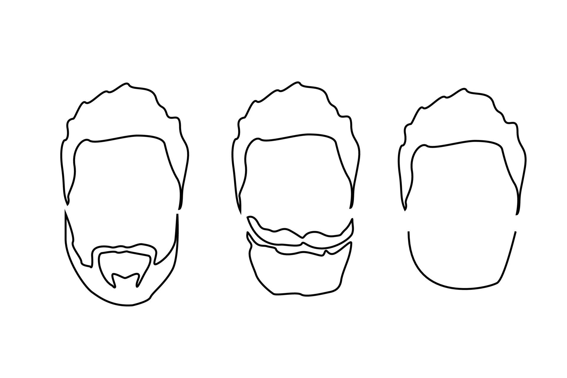 man model head face beard models set collection line art 45724485 ...
