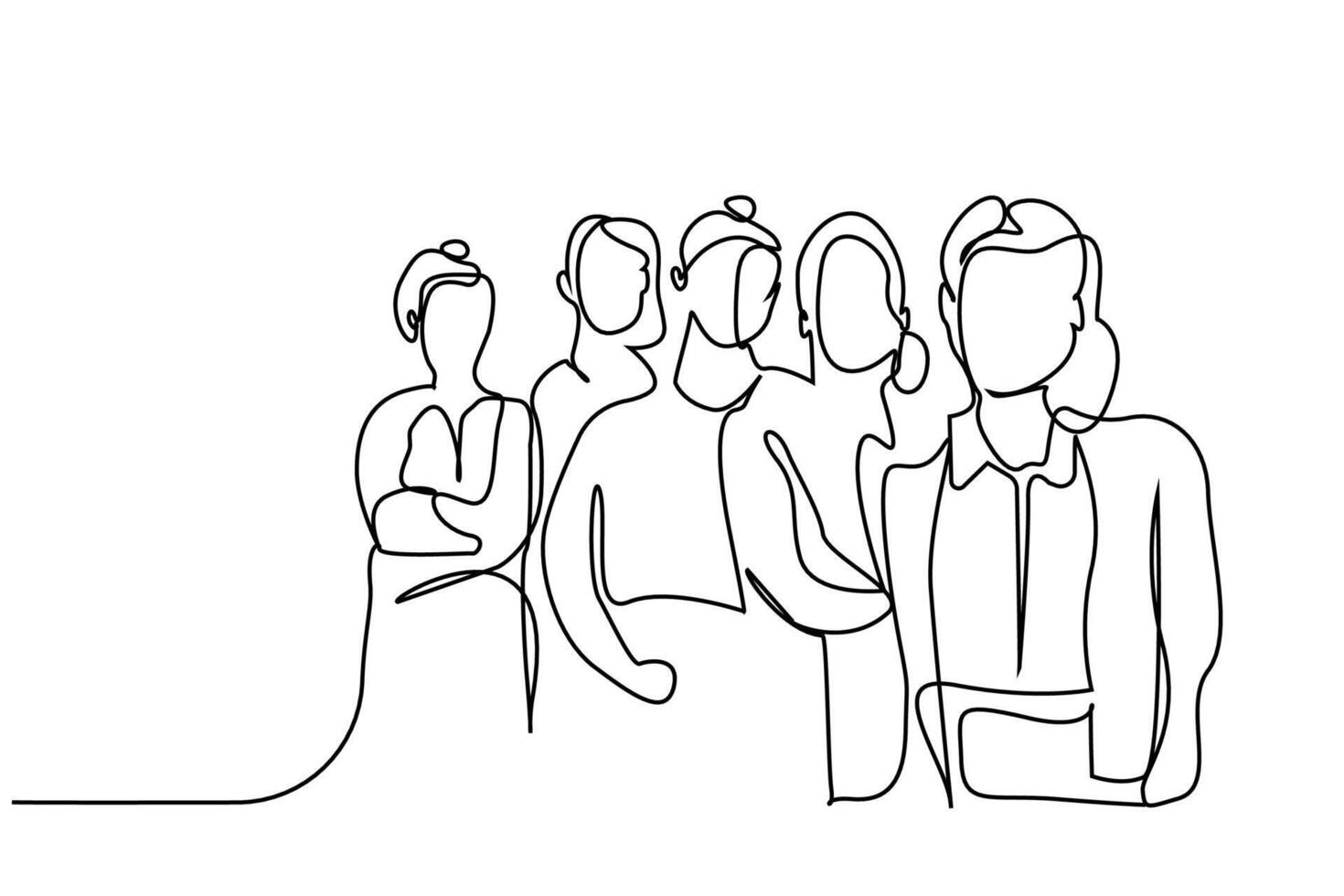 Business Office Women Group Team Modern Pose Line Art 45724699 Vector Art At Vecteezy