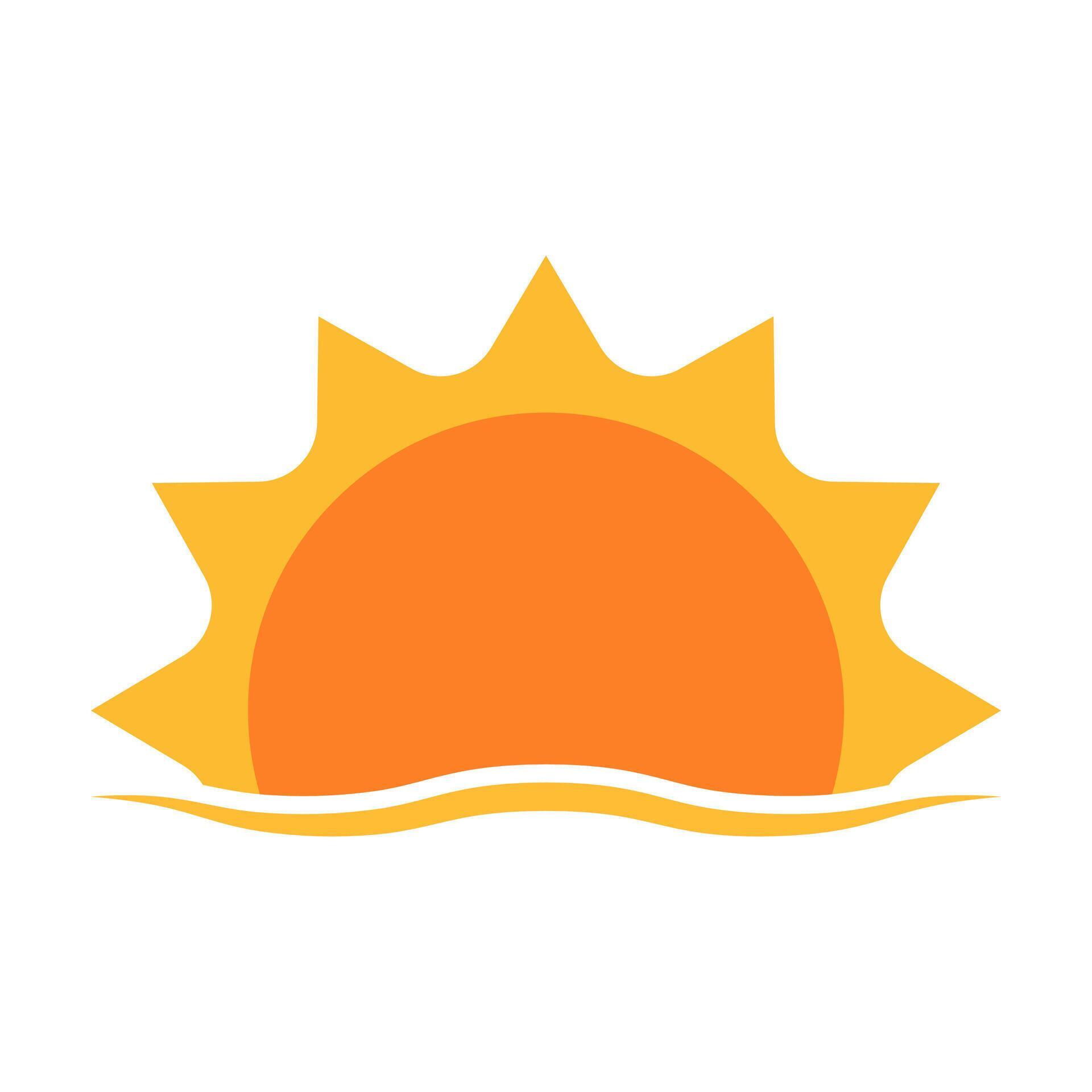 A half sun is setting downwards icon sunset concept for graphic design, logo, website, social ...