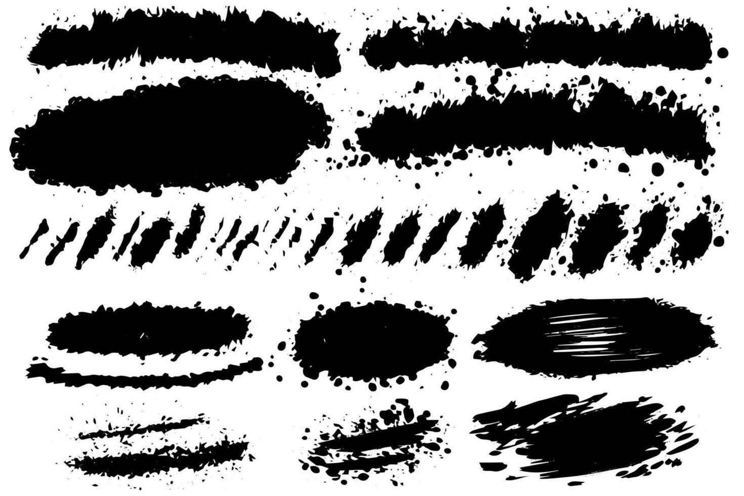 Paint brush. Black ink grunge brush strokes. Paintbrush set. Grunge ...