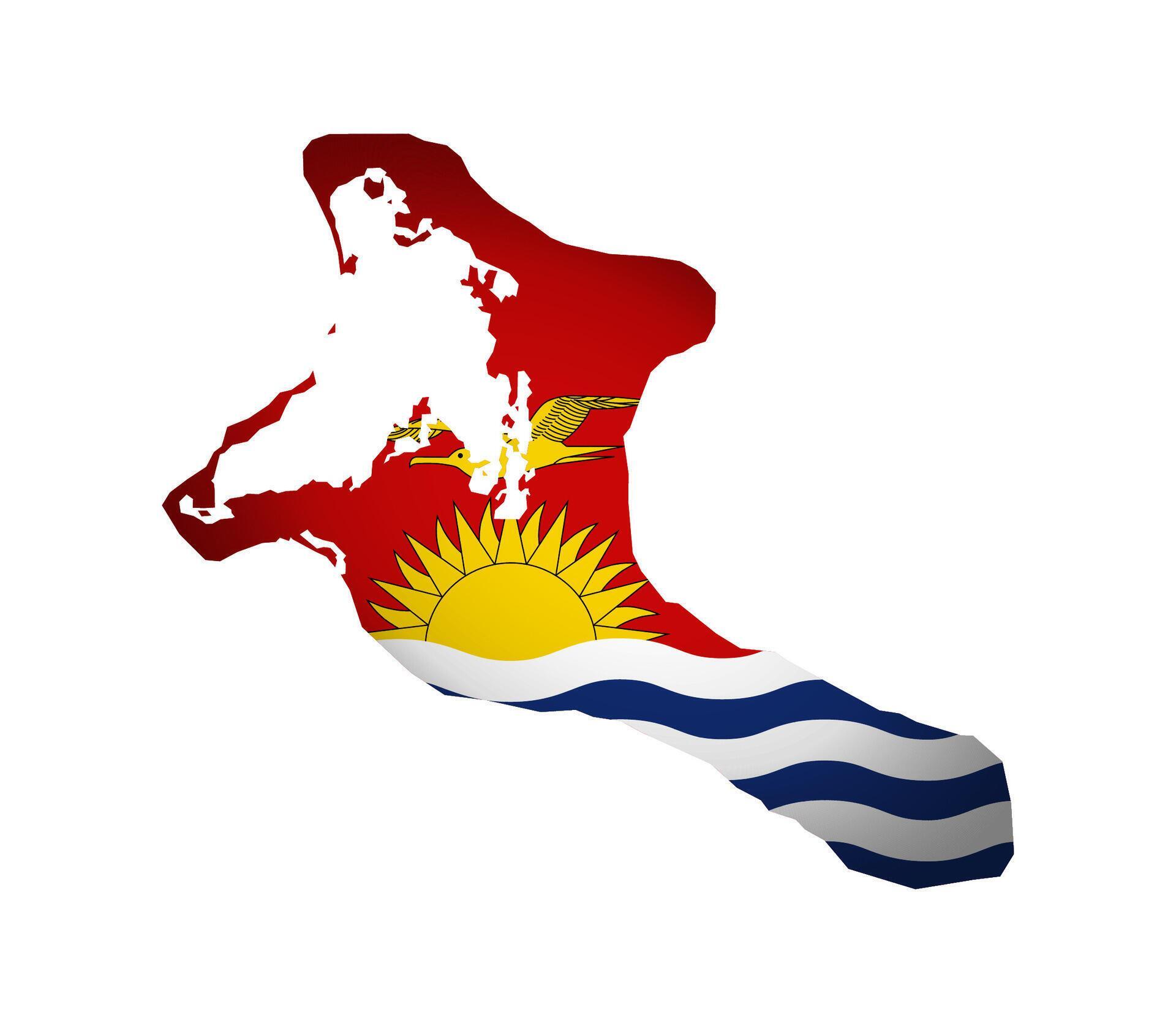 isolated illustration with Kiribati national flag with gold frigatebird ...