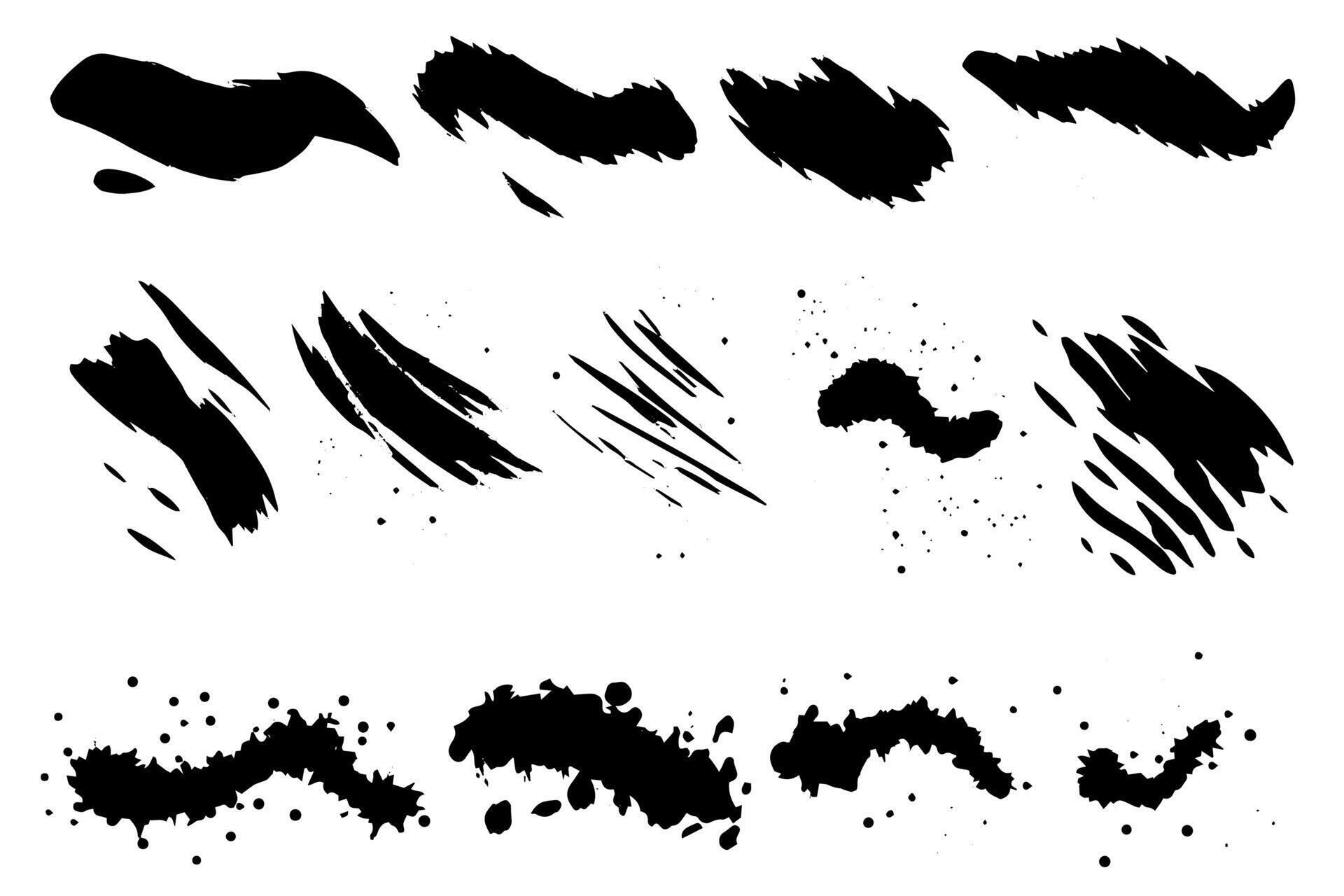 Paint brush. Black ink grunge brush strokes. Paintbrush set. Grunge ...