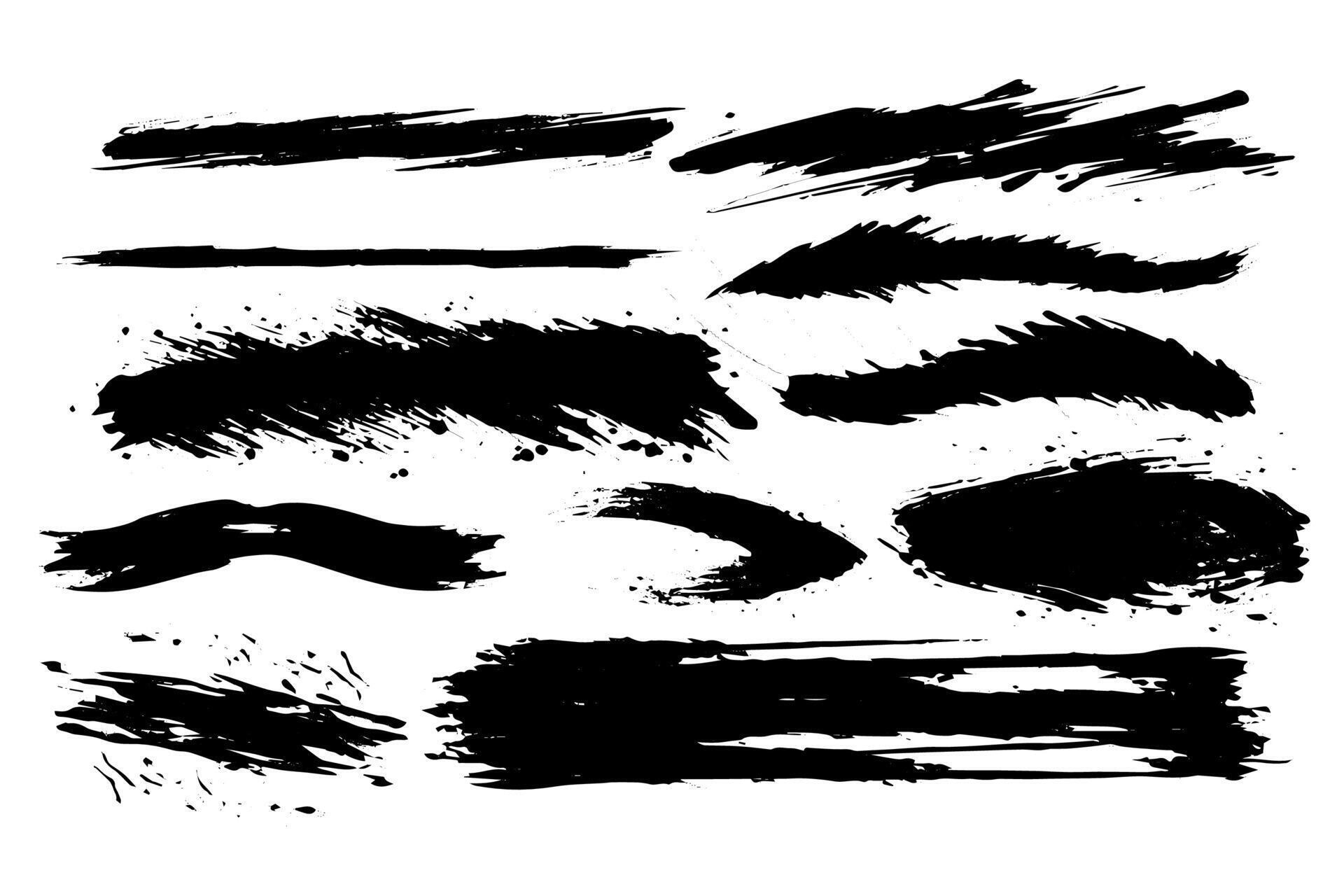 Paint brush. Black ink grunge brush strokes. Paintbrush set. Grunge ...