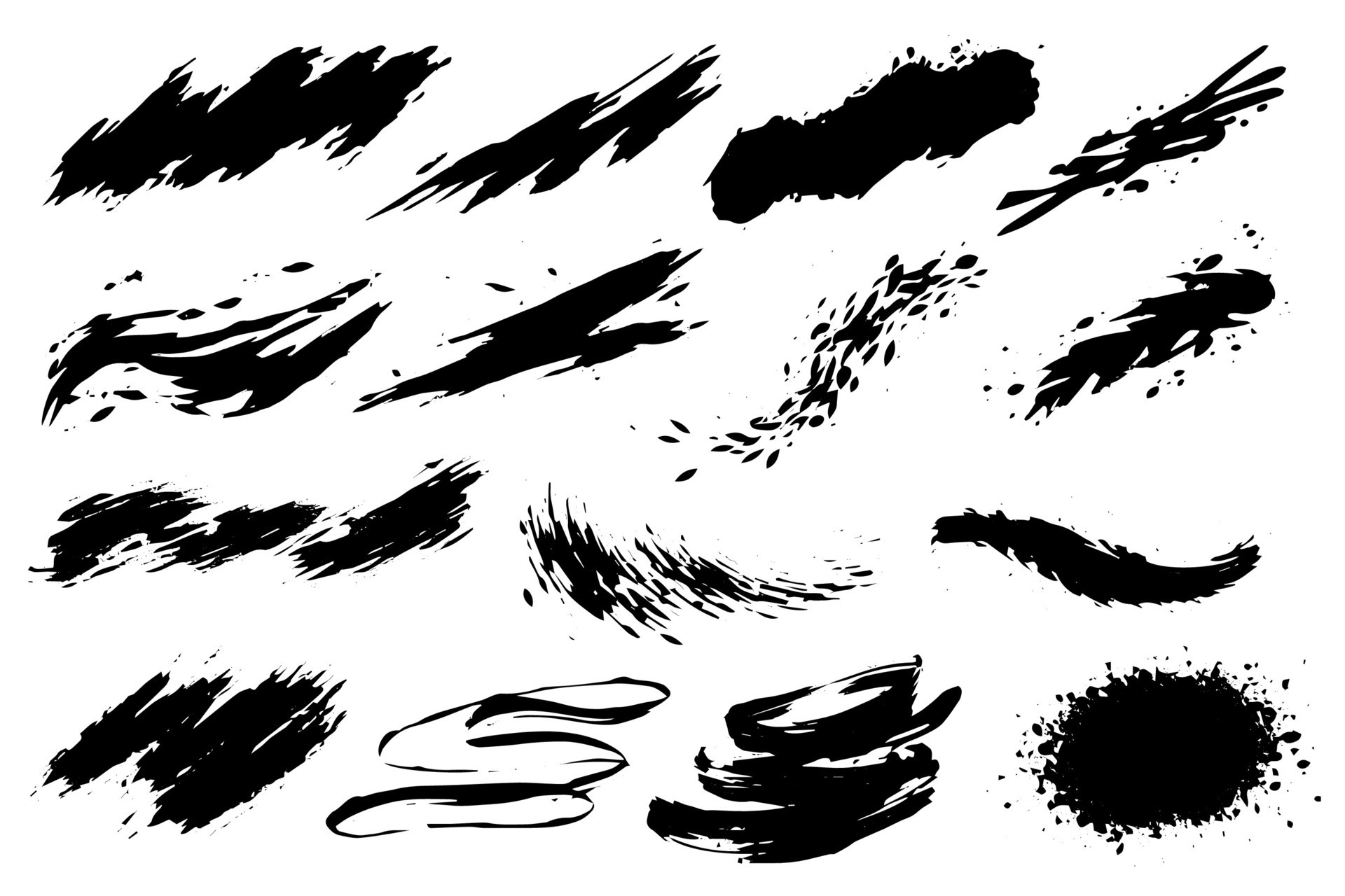 Paint brush. Black ink grunge brush strokes. Paintbrush set. Grunge ...